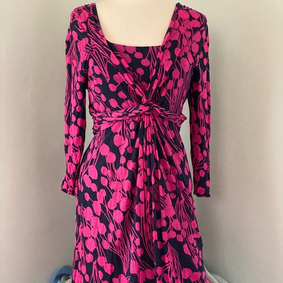 Johnny Boden | Dresses | Boden Retro Jersey Dress Pink Navy Us2r | Poshmark
